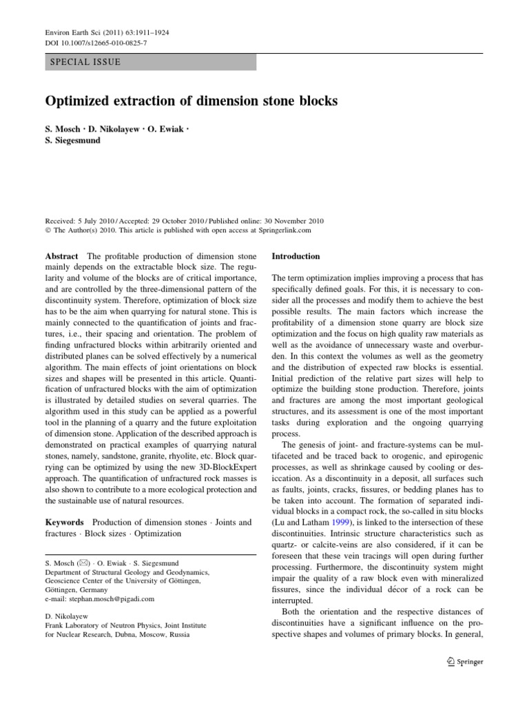 Optimized Extraction of Dimension Stone Blocks | PDF | Voxel | Volume