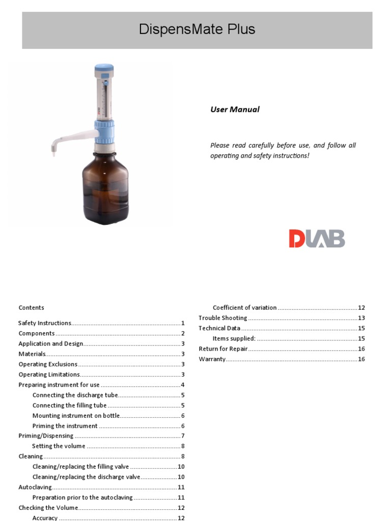 Dispensador - Dispensador Manual - Dispensmate Plus - Dlab - Manual de ...