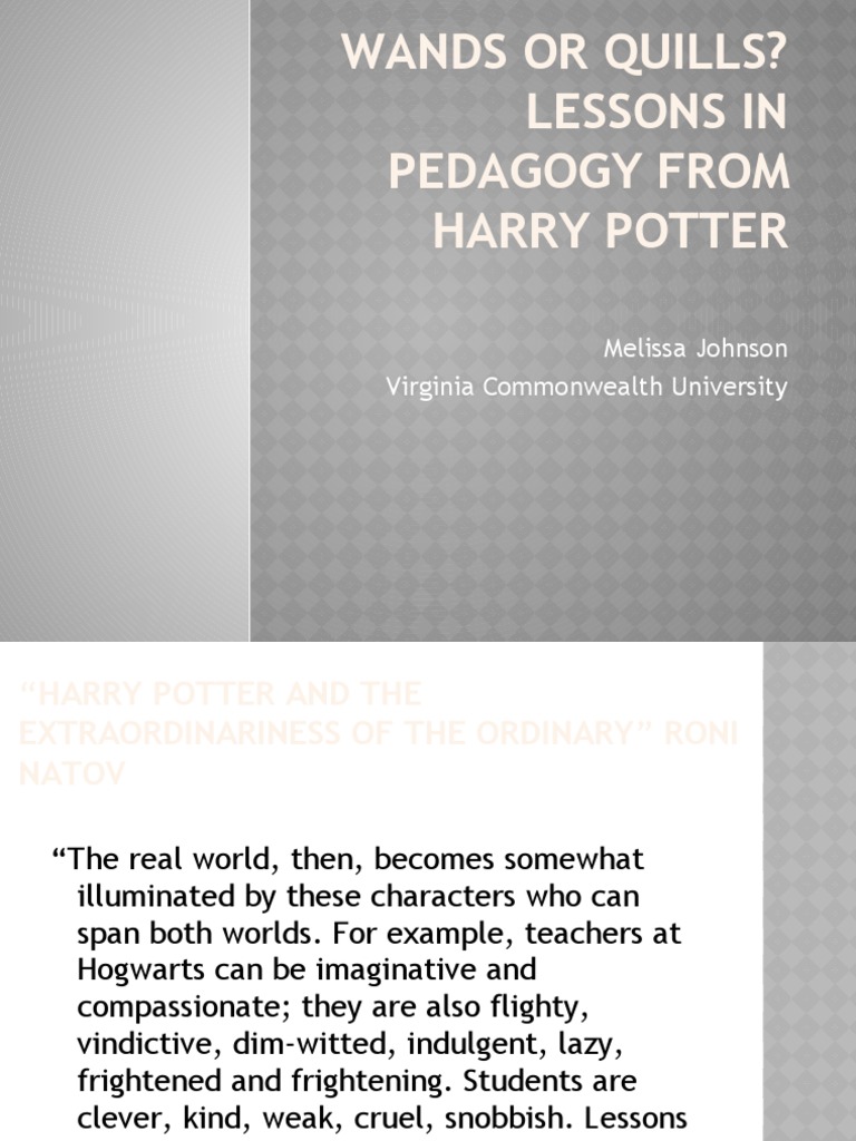 Wands or Quills Lessons in Pedagogy Fro | PDF | Harry Potter | Fantasy ...