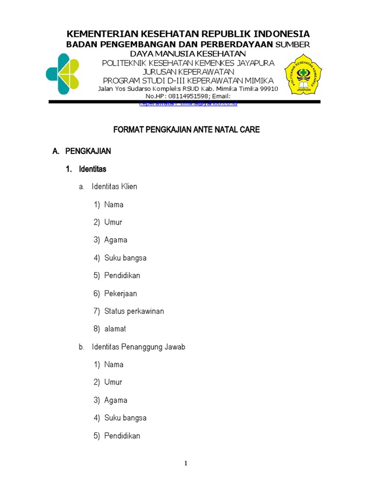 Pengkajian Anc | PDF | Kesehatan Holistik