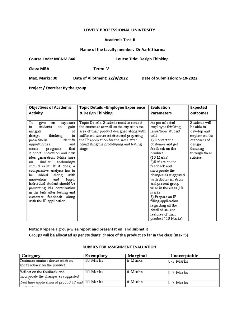 A469857095 - 27733 - 24 - 2022 - MGNM 846 Ca 2 | PDF | Design Thinking | Innovation