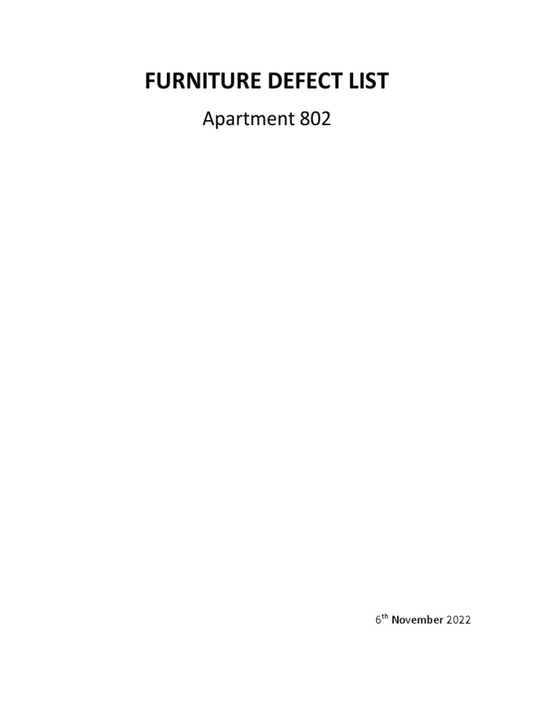 Furniture Defects List | PDF