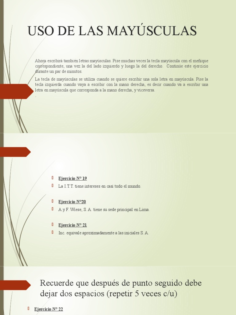 Uso de Las Mayusculas Digitacion Sesion 4 | PDF