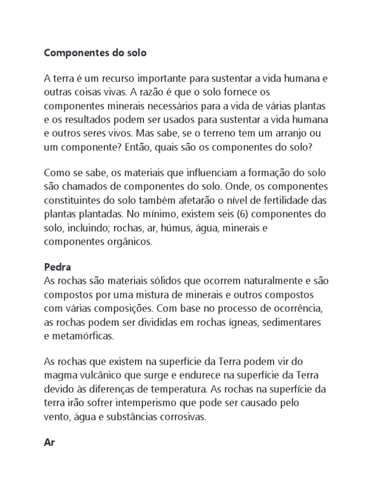 Componentes Do Solo | PDF | Solo | Água