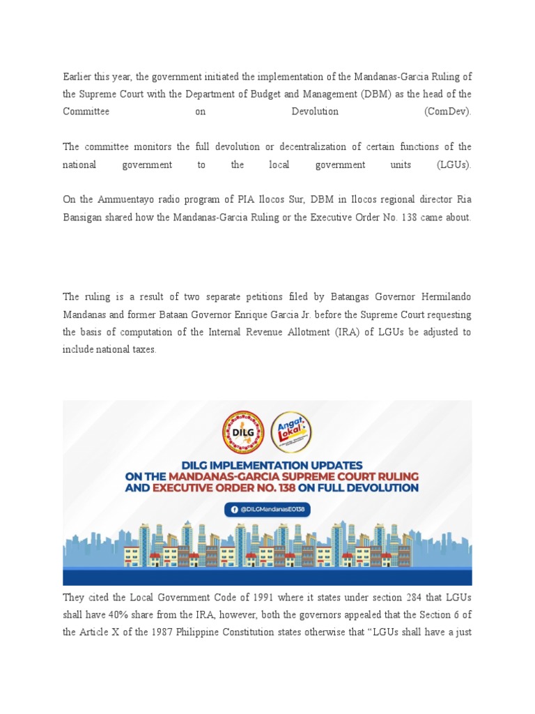 Mandanas Ruling | PDF | Public Law | Governance