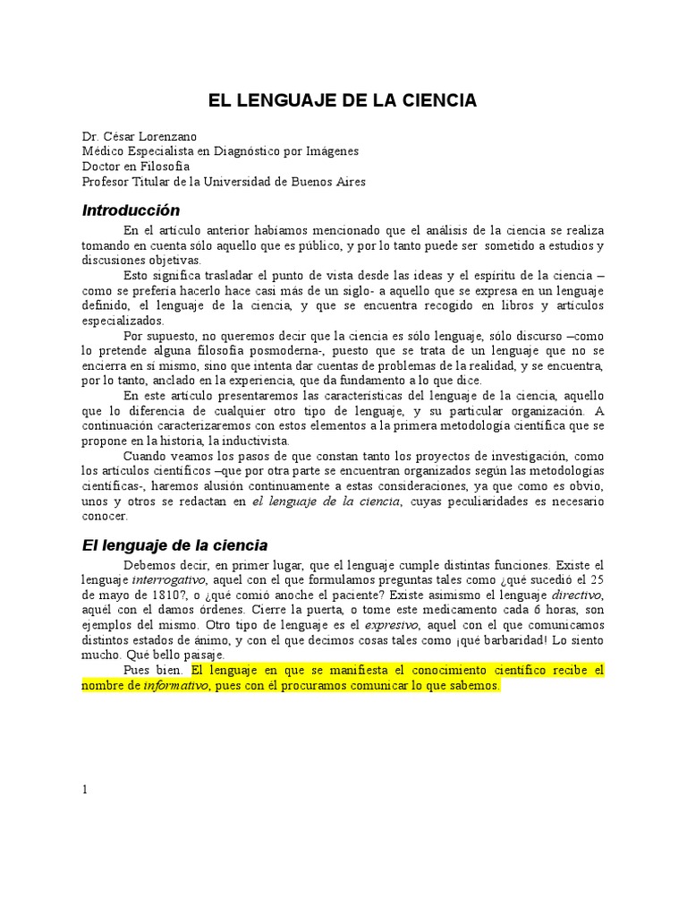 4) El - Lenguaje - de - La - Ciencia | PDF | Verdad | Teoría