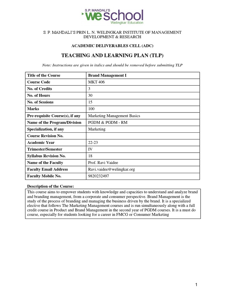 TLP Brand Management AY 2022-23 | PDF | Brand | Marketing