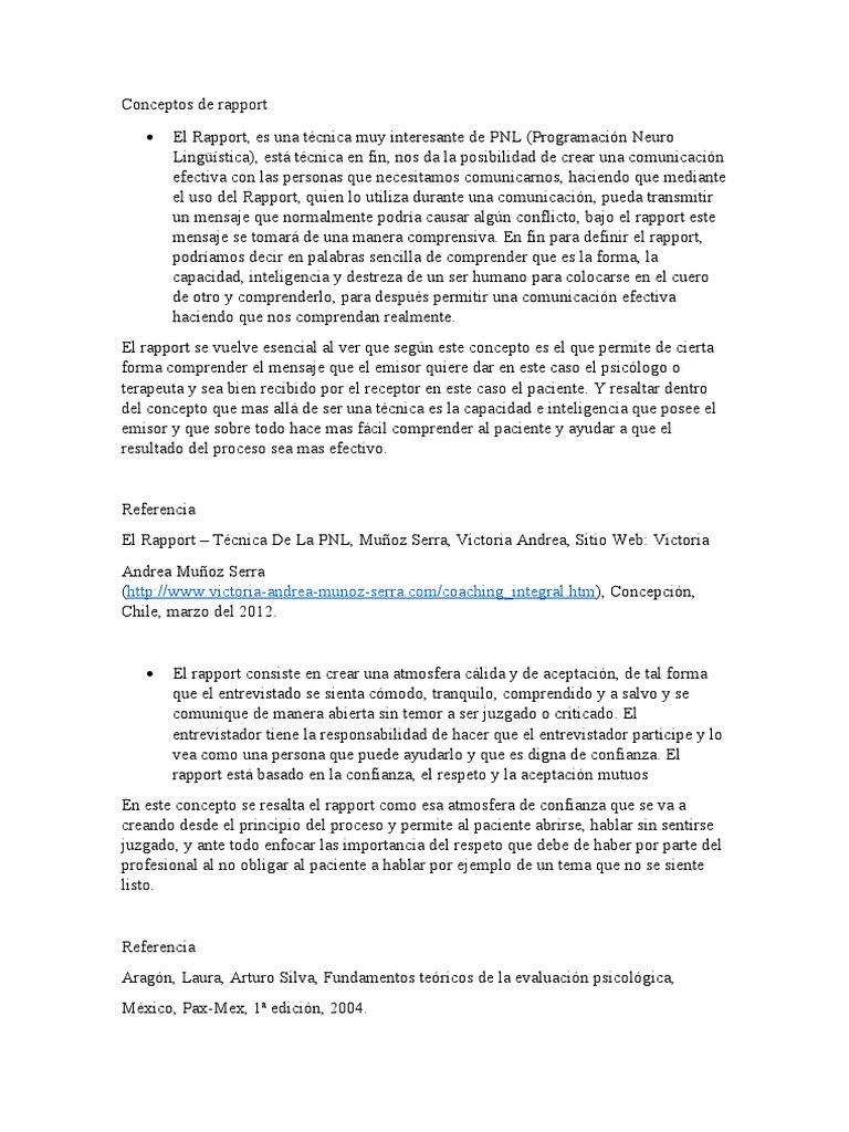 Conceptos de Rapport | PDF