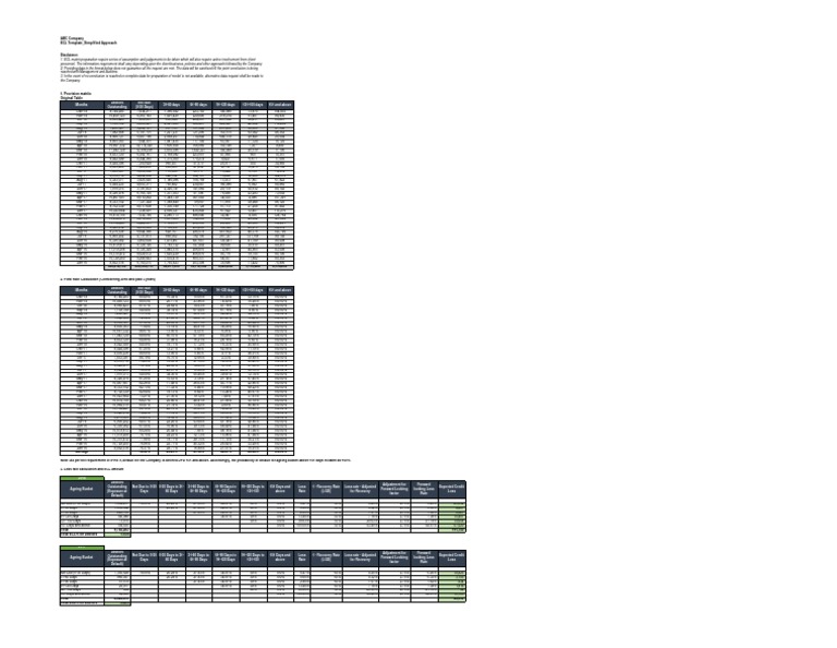 Ifrs 9 Ecl Template Simplified Approach | PDF