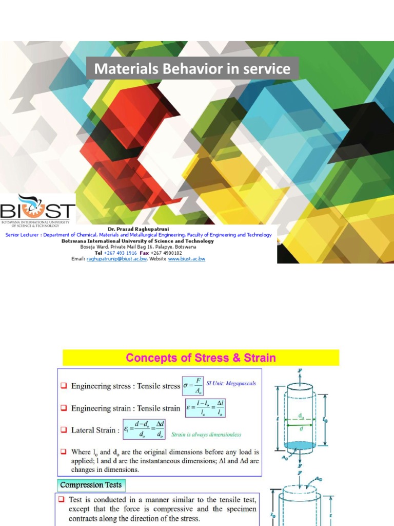 MMEE210 - Materials Science - Materials Behaviour in Service - DR ...