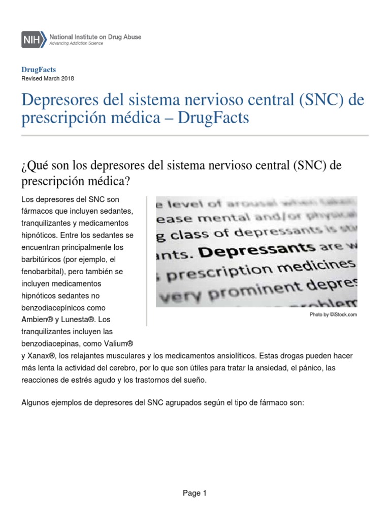 Depresores Del Sistema Nervioso Central SNC de Prescripcion Medica ...