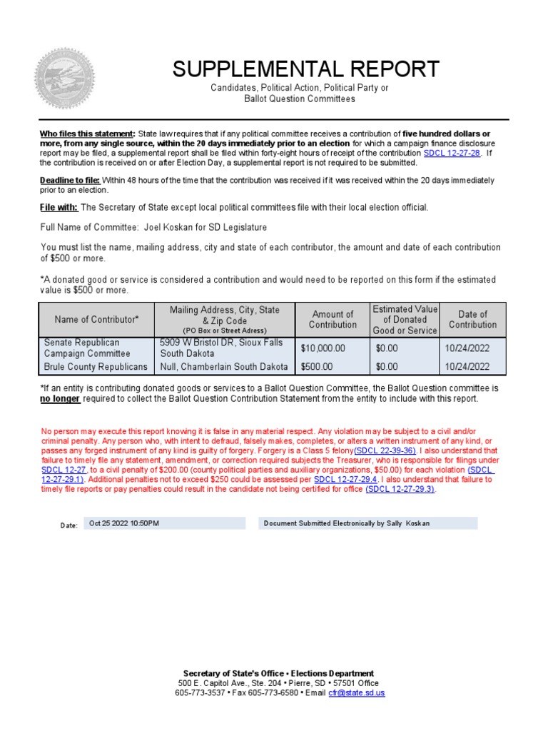 Koskan CFR - Oct. 25, 2022 | PDF | Forgery | Government