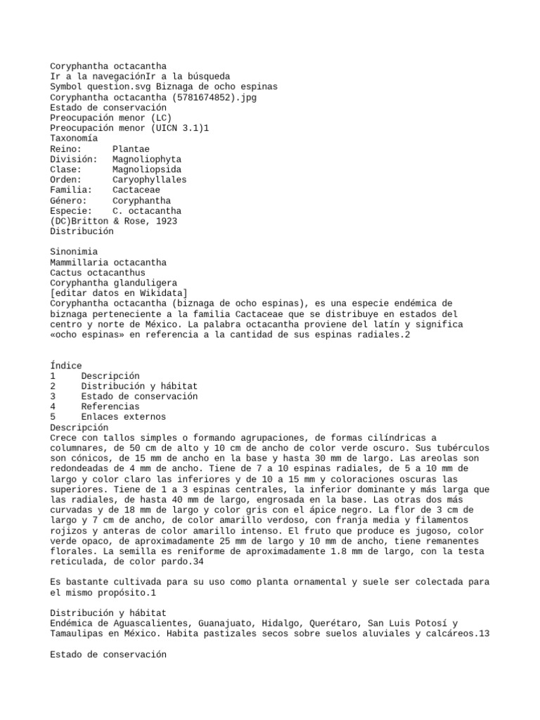 Coryphantha Octacantha | PDF | Wikipedia