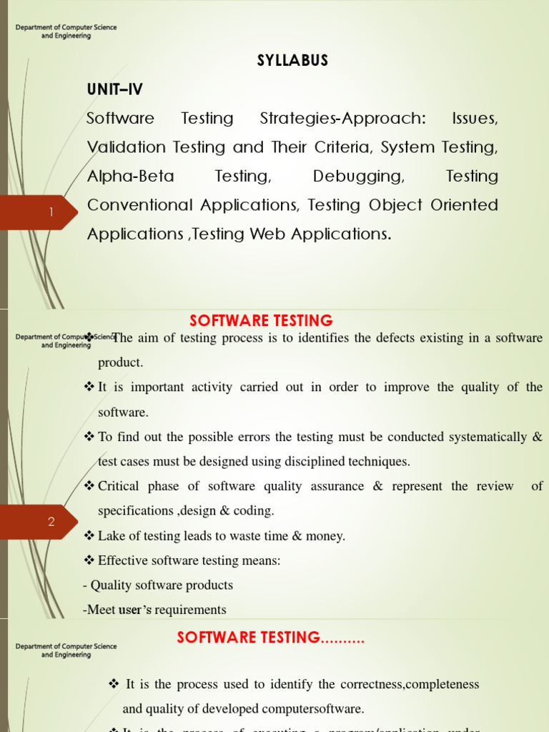 UNIT 4 SOFTWARE Testing | PDF | Software Testing | Software UNIT 4 SOFTWARE Testing | PDF | Software Testing | Software