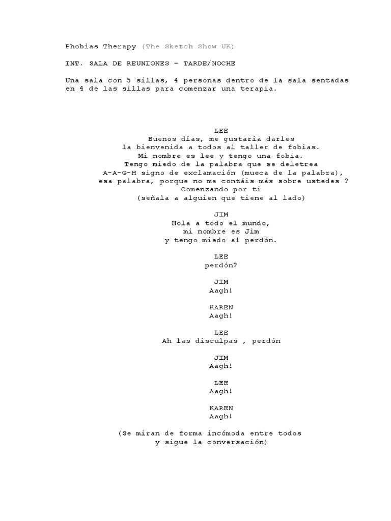Guion - Sketch - Terapia - Fobias - Carlos - Acosta - Lizardi | PDF