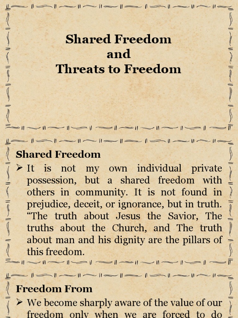 Shared Freedom and Threats To Freedom Report | PDF | Conscience | Jesus