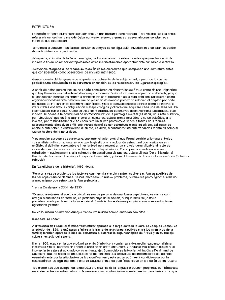Concepto de Estructura | PDF | Jacques Lacan | Mente inconsciente