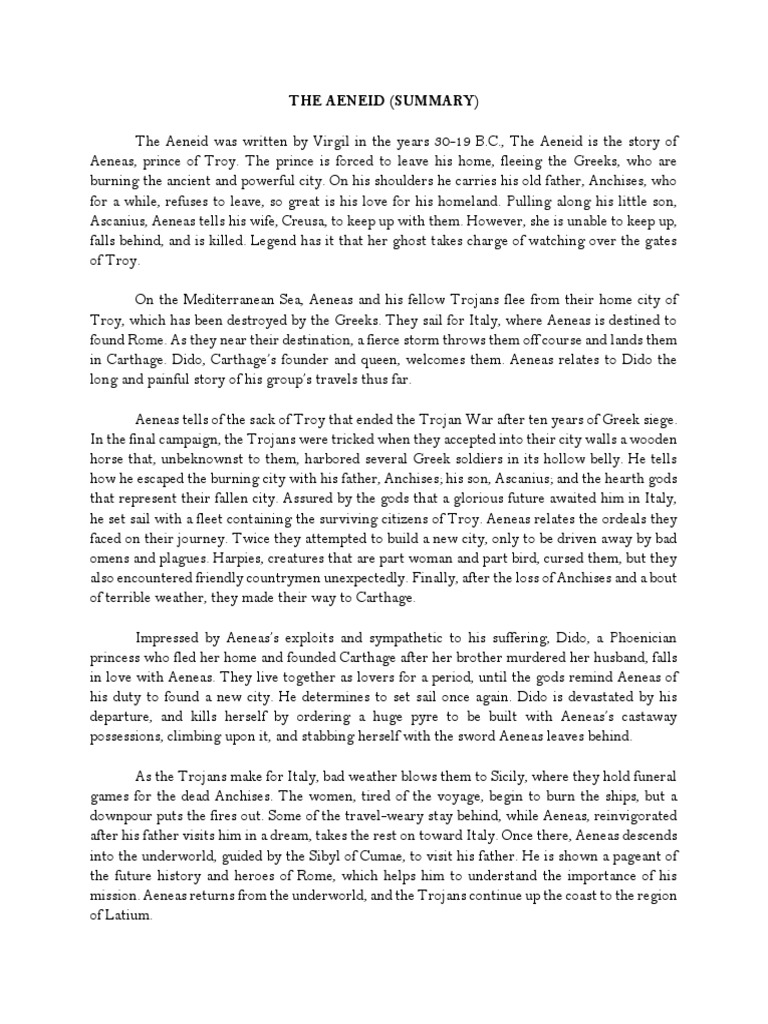 The Aeneid Summary | PDF | Aeneas | Aeneid