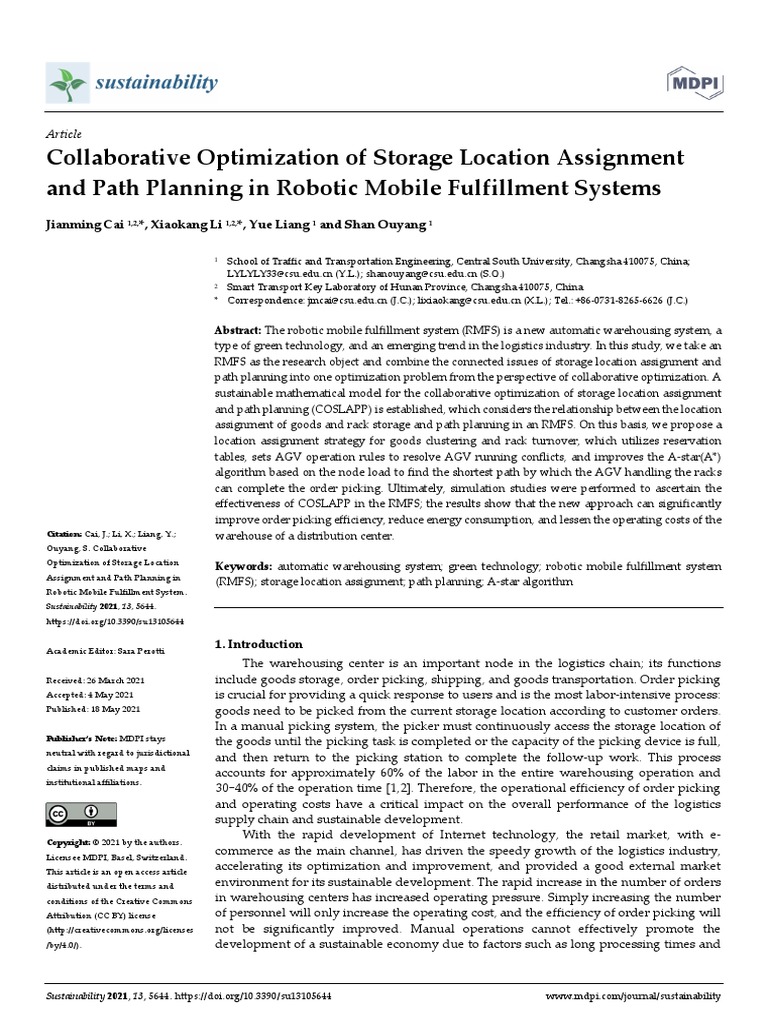 Collaborative Optimization of Storage Location Ass | PDF | Warehouse ...