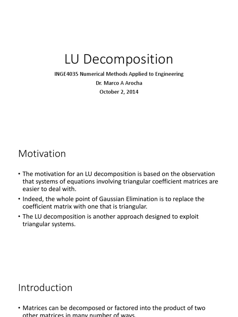 002 Lu - Decomposition Presentation v3 | PDF | Matrix Theory ...