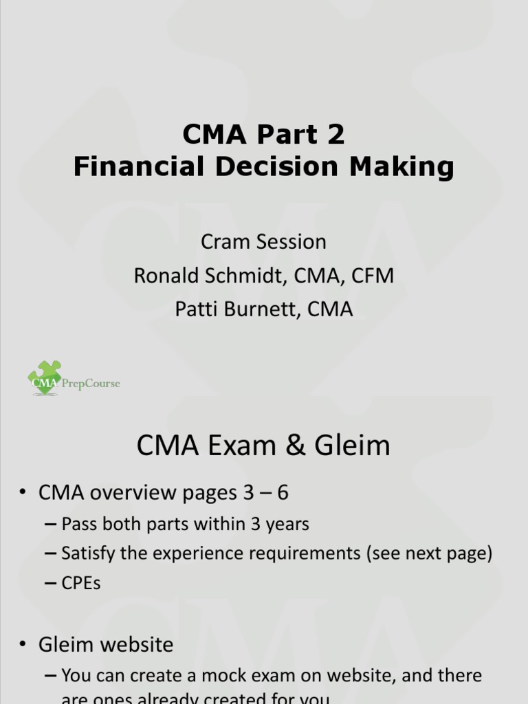 CMA Part 2 Financial Decision Making | PDF | Bonds (Finance ...