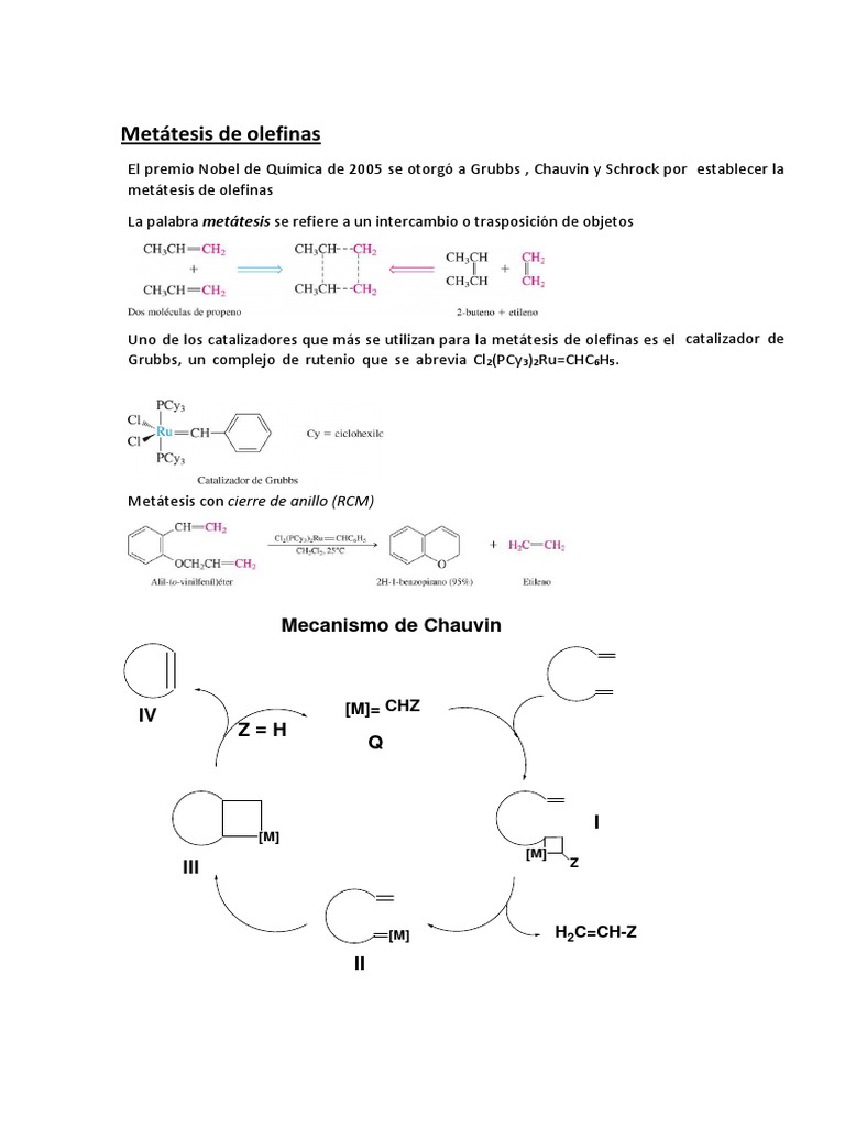 Metátesis de Olefinas-Resumen - Studium9 PDF | PDF