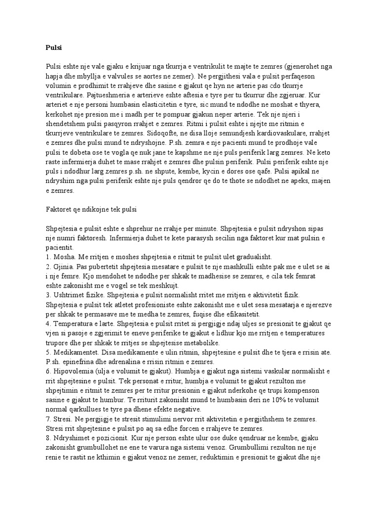 Tema 7 Â " Pulsi. Presioni I Gjakut. | PDF