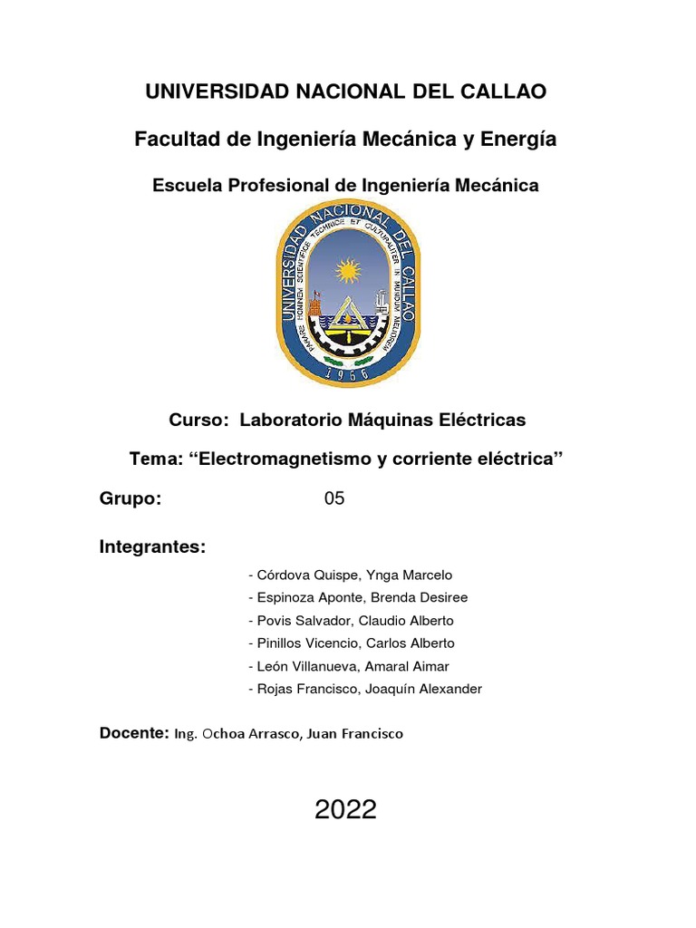 Lab 1 - Electromagnetismo y Corriente Elã©ctrica - Grupo 05 | PDF | Corriente eléctrica ...