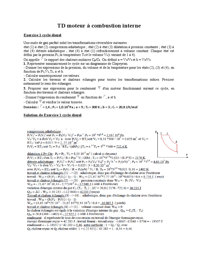 TD Moteur À Combustion Interne | PDF