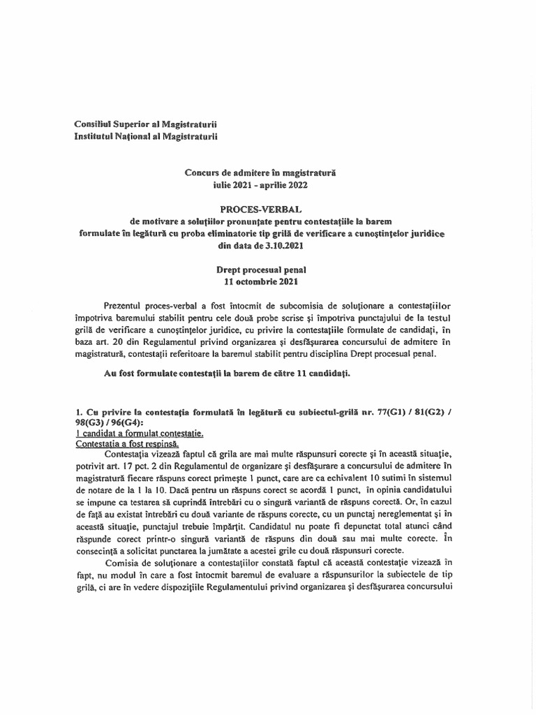 Proces Verbal Solutionare Barem Contestatii DPP - Motivare - 2021 10 11 ...