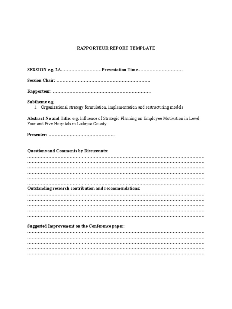 Rapporteur Report Template Guide | PDF | Computers