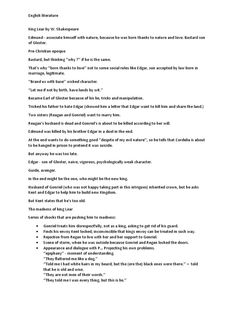 Shakespeare's King Lear Analysis | PDF | King Lear