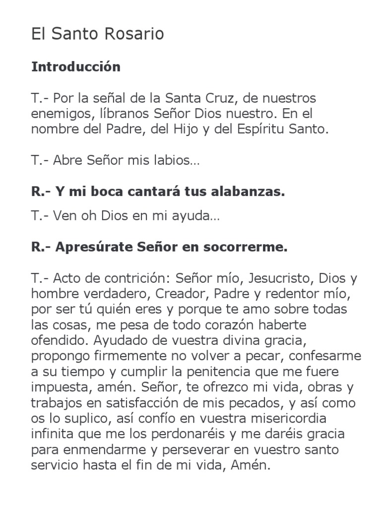 Rezo Del Santo Rosario (COMPLETO) | PDF | María, madre de Jesús | Oración