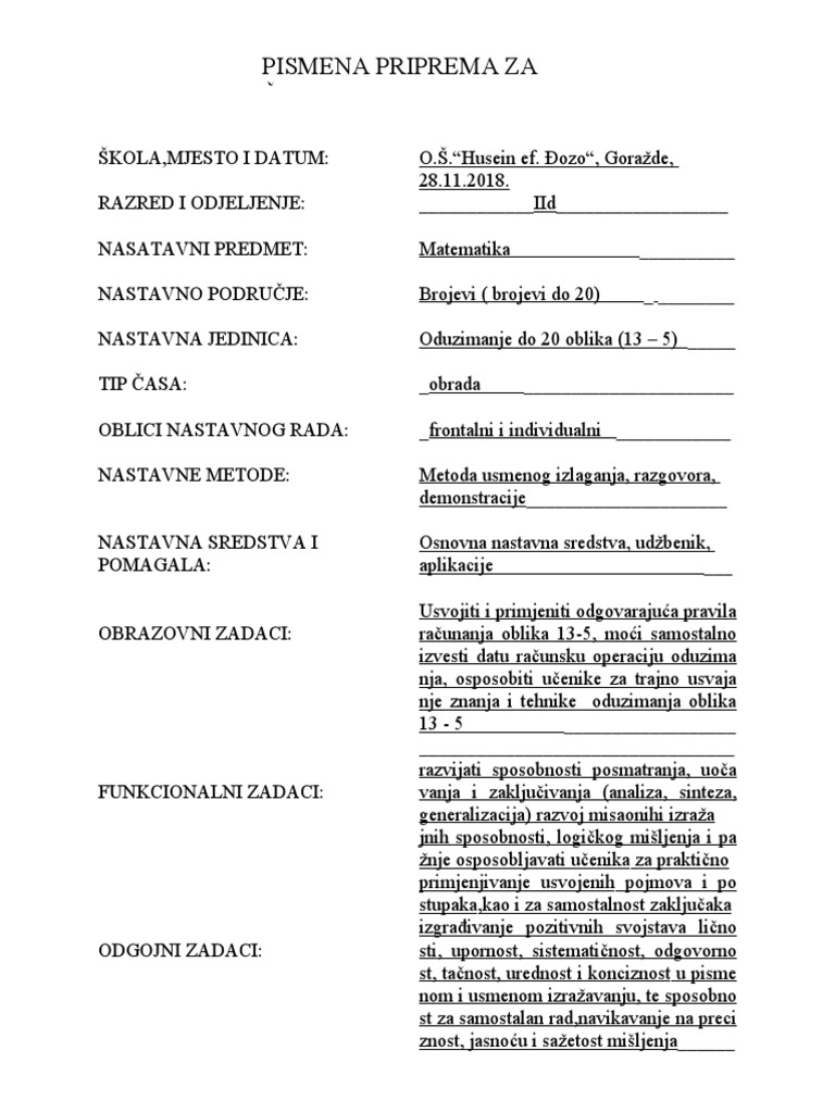 Oduzimanje Brojeva Oblika (13 - 5) | PDF