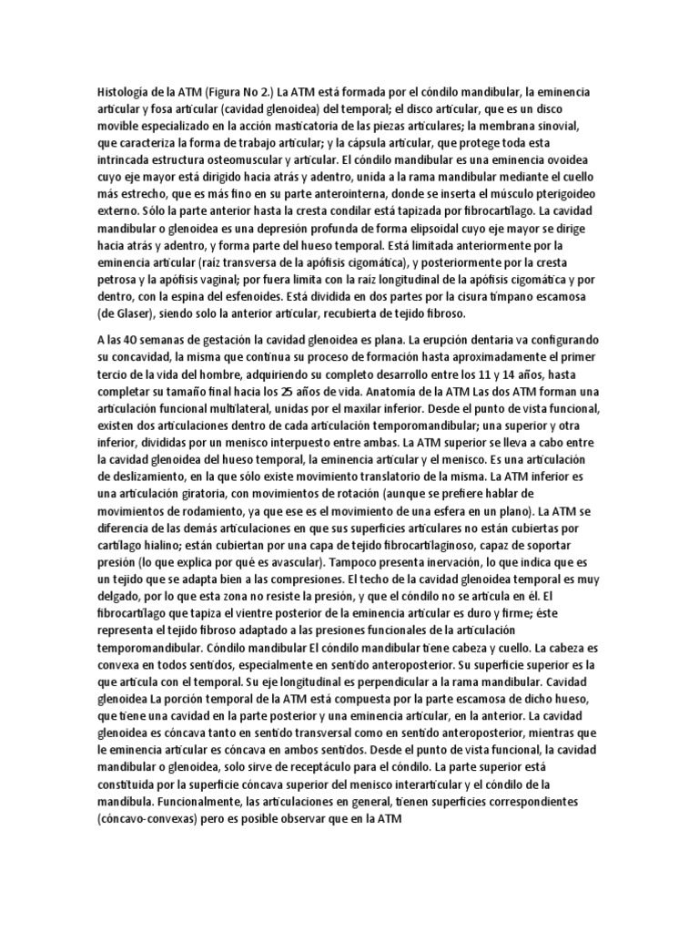 Histología y Anatomía de la ATM | PDF | Articulación | Sistema ...