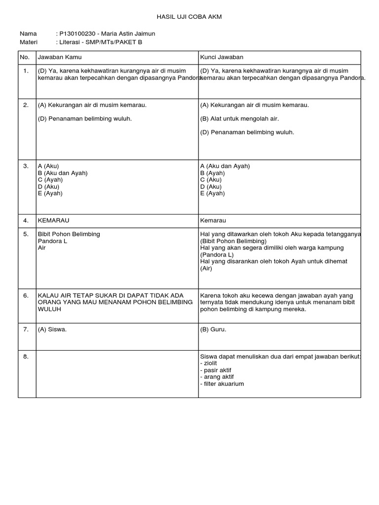 Hasil Uji Coba AKM | PDF