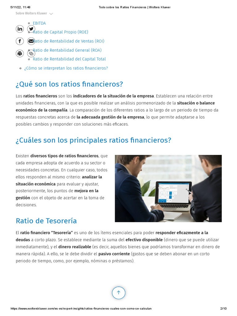 Ratios Financieros: Guía Completa | PDF | Rentabilidad sobre recursos ...