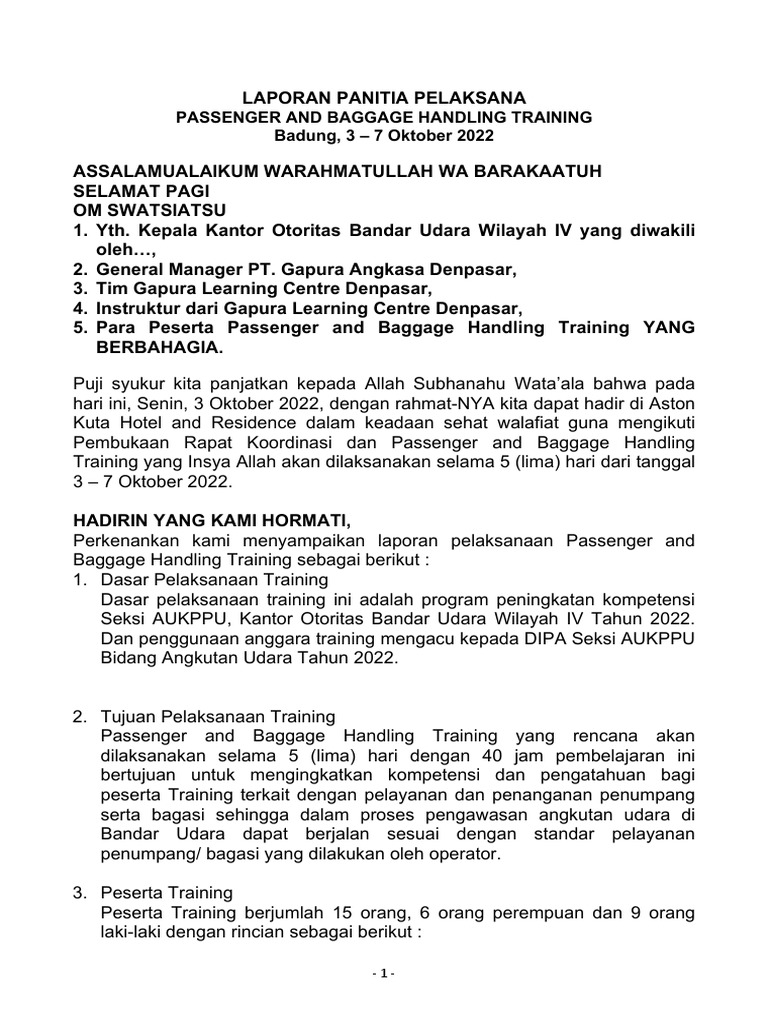 Laporan Ketua Panitia Pelaksana | PDF
