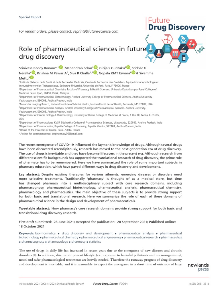 Roleof Pharmaceutical Sciencesin Future Drug Discovery | PDF | Drug ... Roleof Pharmaceutical Sciencesin Future Drug Discovery | PDF | Drug ...