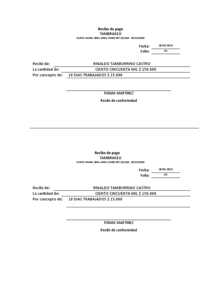 Formato Recibo de Pago | PDF