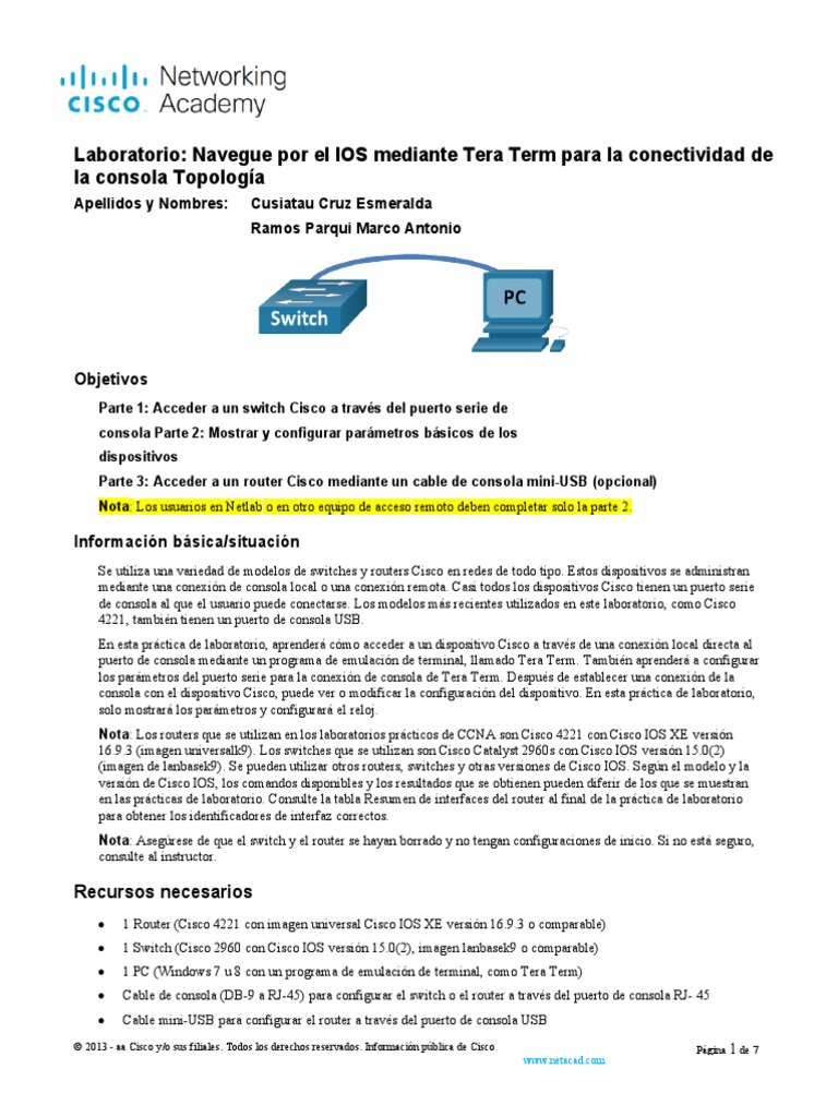 2.3.8-Lab - Navigate-The-Ios-By-Using-Tera-Term-For-Console-Connectivity - es-XL | PDF | USB ...