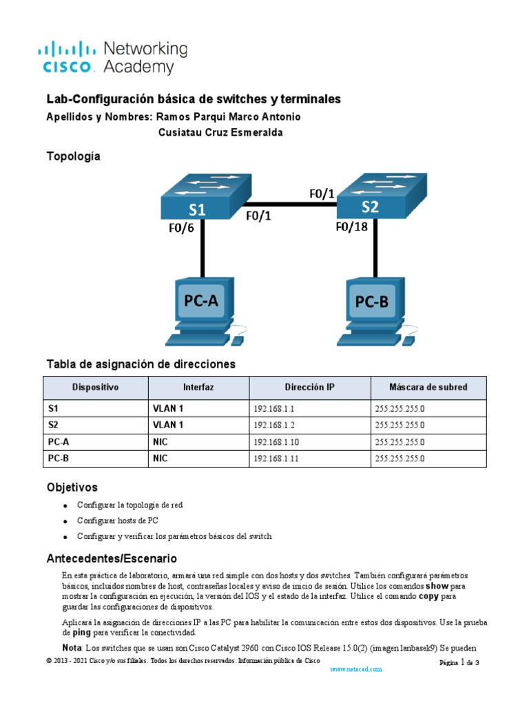 Configuración Básica de Switches Cisco | PDF | Dirección IP | Conmutador de red