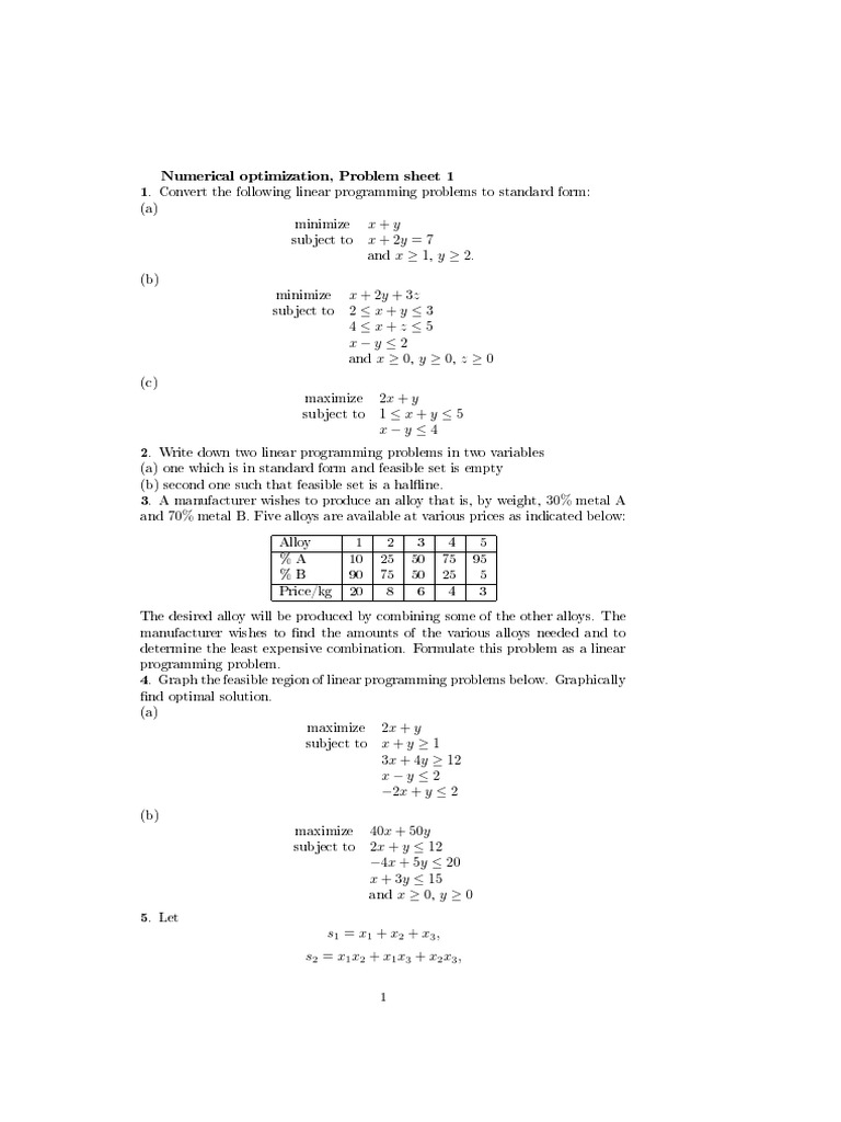 1 | PDF | Linear Programming | Algorithms