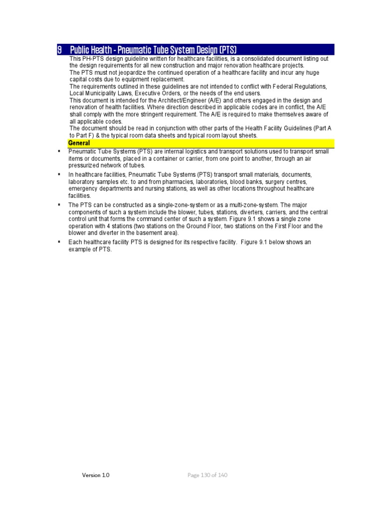Healthcare Pneumatic Tube System Guidelines | PDF | Pipe (Fluid ...