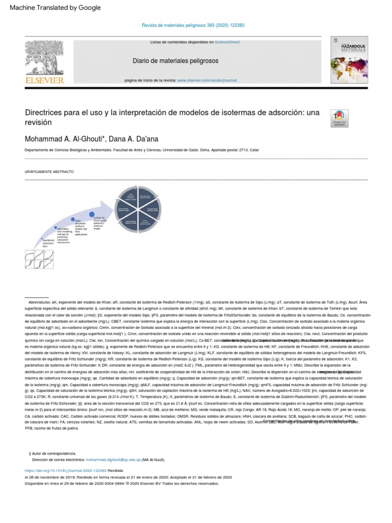 Al-Ghouti & Da'ana. 2020 | PDF | Adsorción | Ingeniería Química
