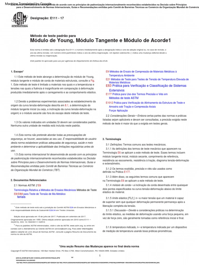 ASTM E111 17-T Standard Test Method For Young's Modulus, Tangent ...