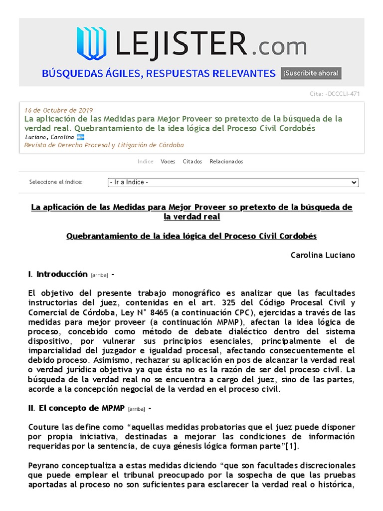 Medidas para Mejor Proveer | PDF | Evidencia (ley) | Debido al proceso