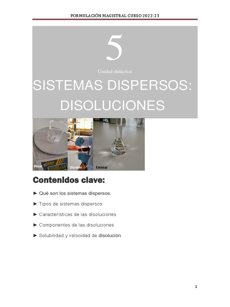 Tema 5 DISOLUCIONES DUAL | PDF | Solubilidad | Fase (materia)