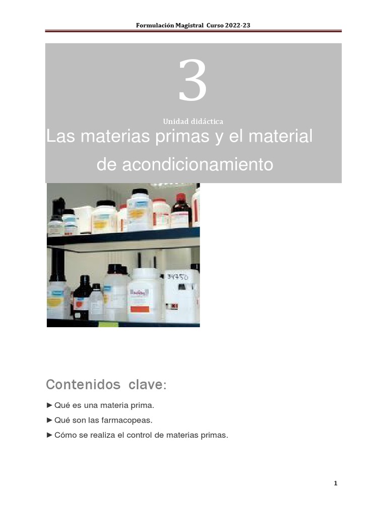 Materias Primas en Formulación Magistral | PDF | Farmacia ...