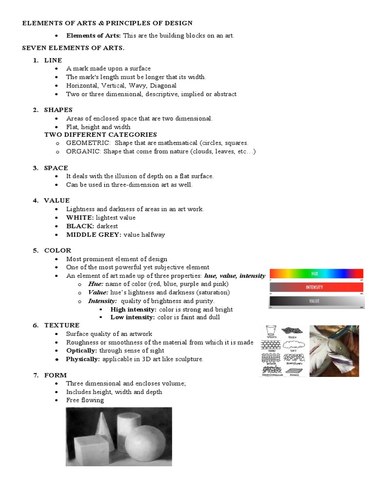 Elements of Arts & Principles of Design | PDF | Light | Aesthetics
